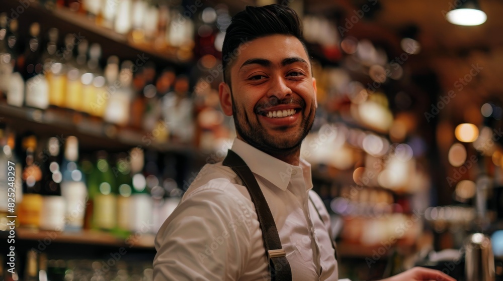 Smiling Bartender in a Wine Bar Poses for the Camera. 4K HD Wallpaper ...