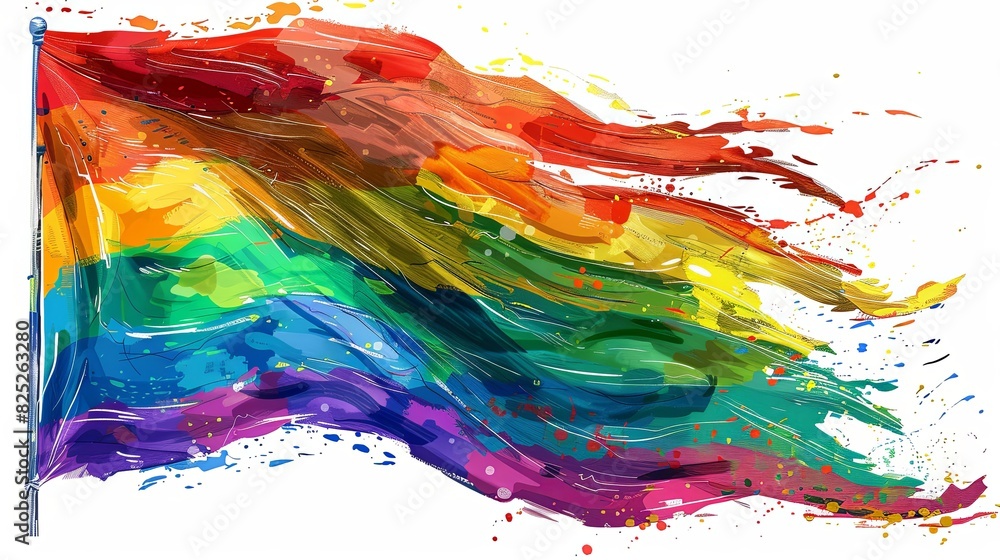 Vibrant Pixel Art Clipart of Waving Rainbow Pride Flag with Glossy ...