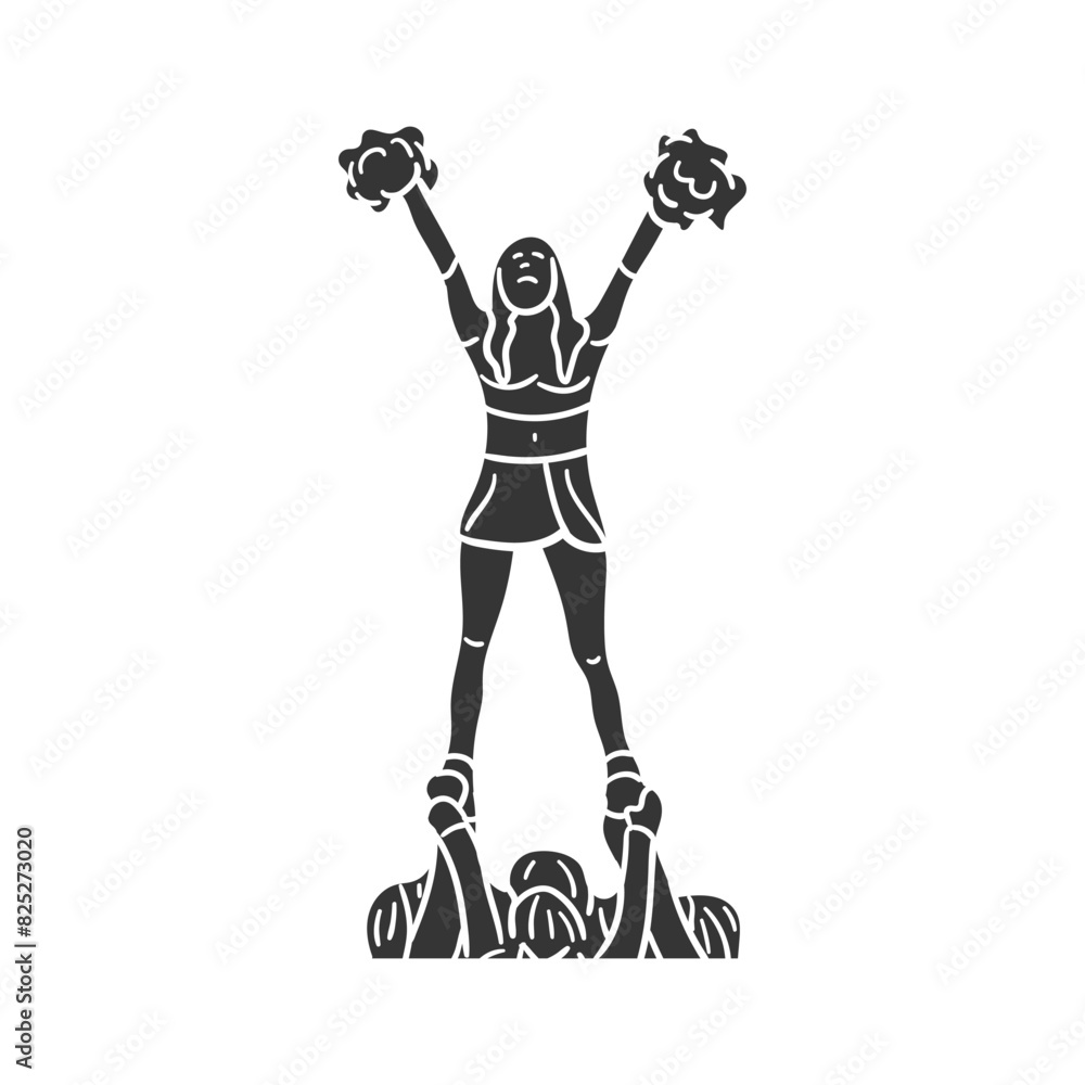 Cheerleader Group Icon Silhouette Illustration. Cheerleading Vector ...