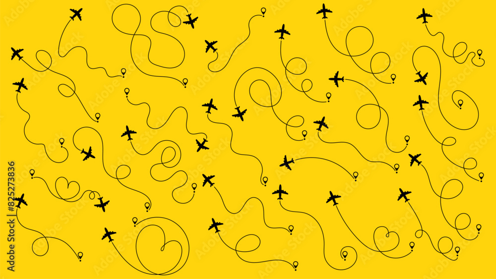 Aircraft tracking, plane path, travel, map pins, location pins ...