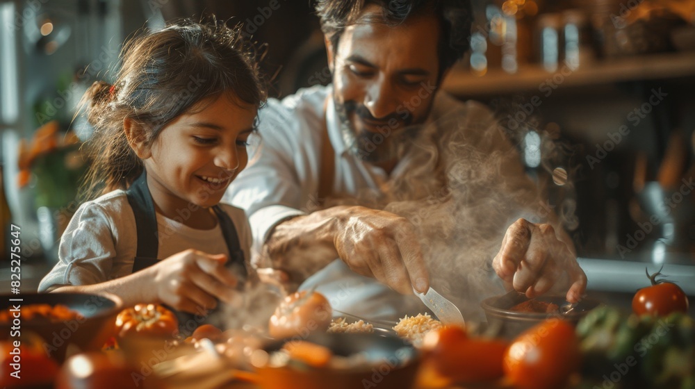 family cooking tradition, a lively indian dad passing down the ...