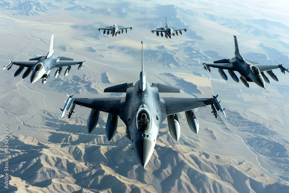 a formation of fighter jets flying in tight formation, their sleek ...