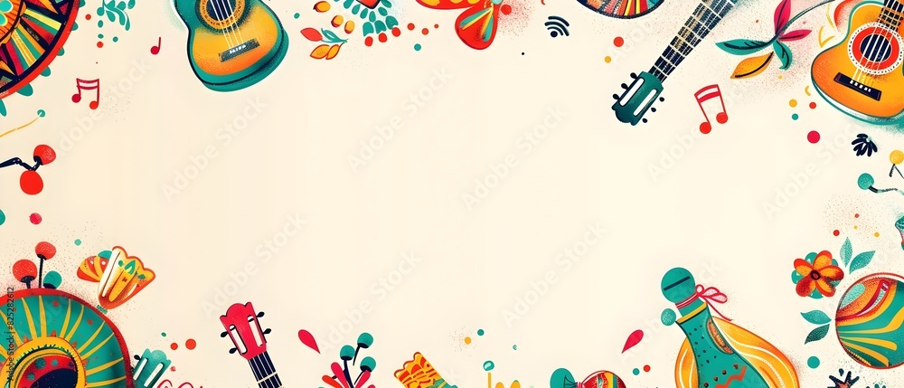 Vibrant Hispanic Heritage Month Doodle Page Border Design with ...