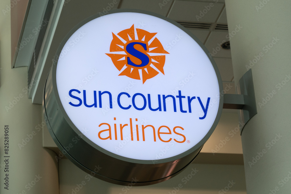 Sun Country Airlines Logo at Minneapolis International Airport Stock ...