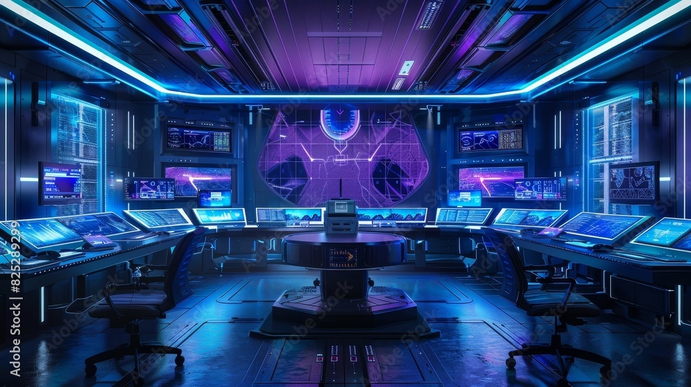 Futuristic Control Room: Immersive Holographic Displays and Central ...