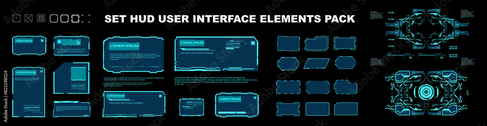 Big set of frames and complex elements for the interface. User ...
