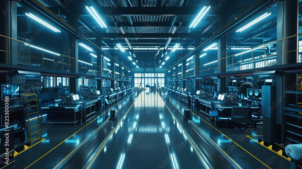 futuristic smart factory with advanced ai iot and robotics automated ...