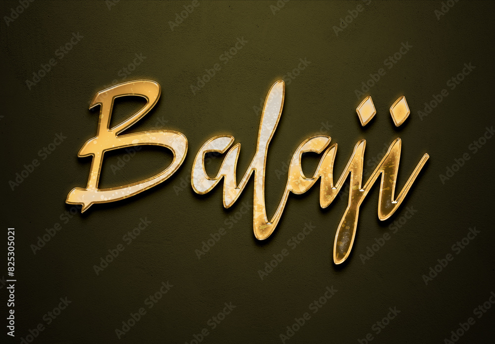 Old gold text effect of Hindi name Balaji with 3D glossy style Mockup ...