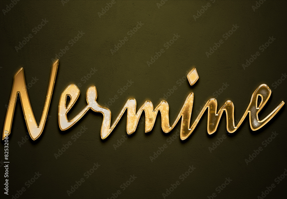 Old gold text effect of Arabic name Nermine with 3D glossy style Mockup ...