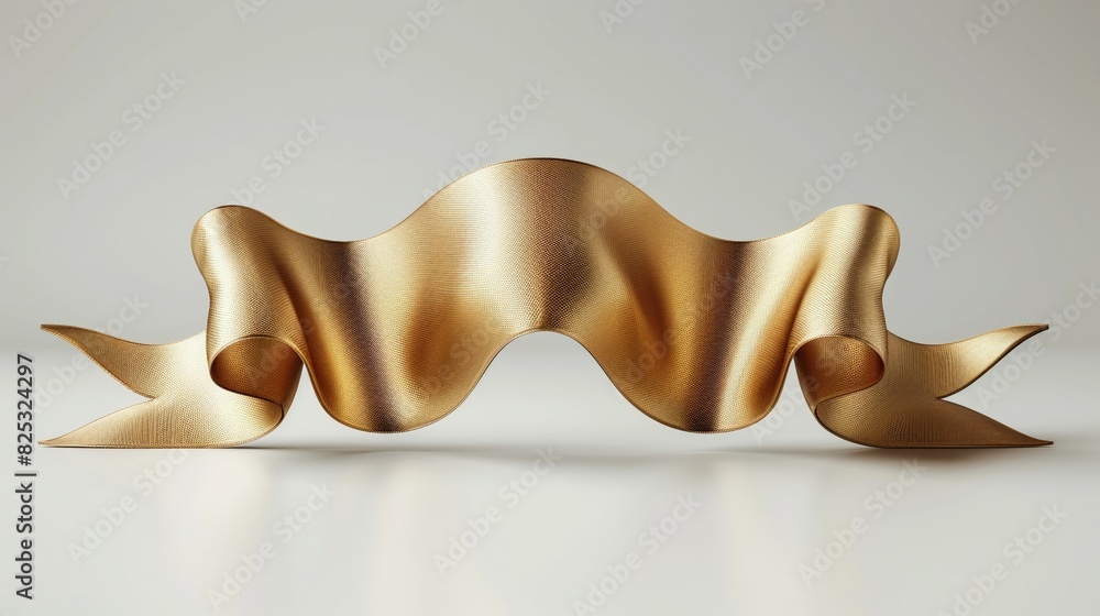 Vintage gold ribbon illustration in a wavy shape on white background ...