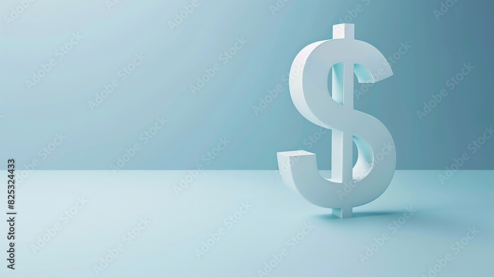 3D dollar symbol floating in a clear space holographic effect light ...