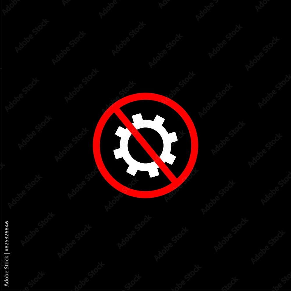 No or stop sign. Cog gear symbol. Caution prohibited ban stop icon on ...
