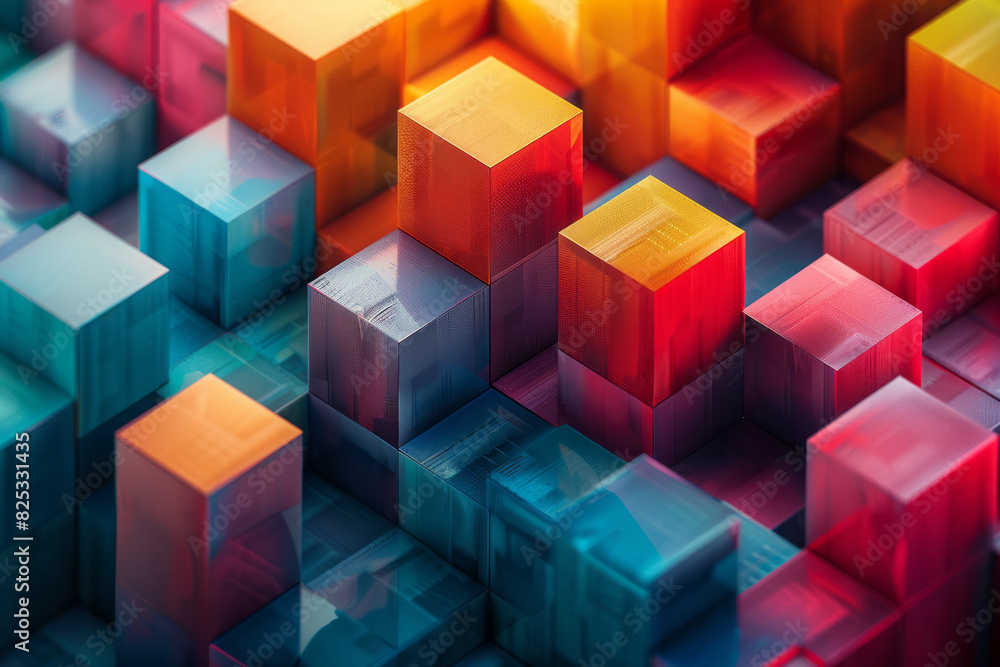 Abstract isometric background with overlapping cubes creating a 3D ...