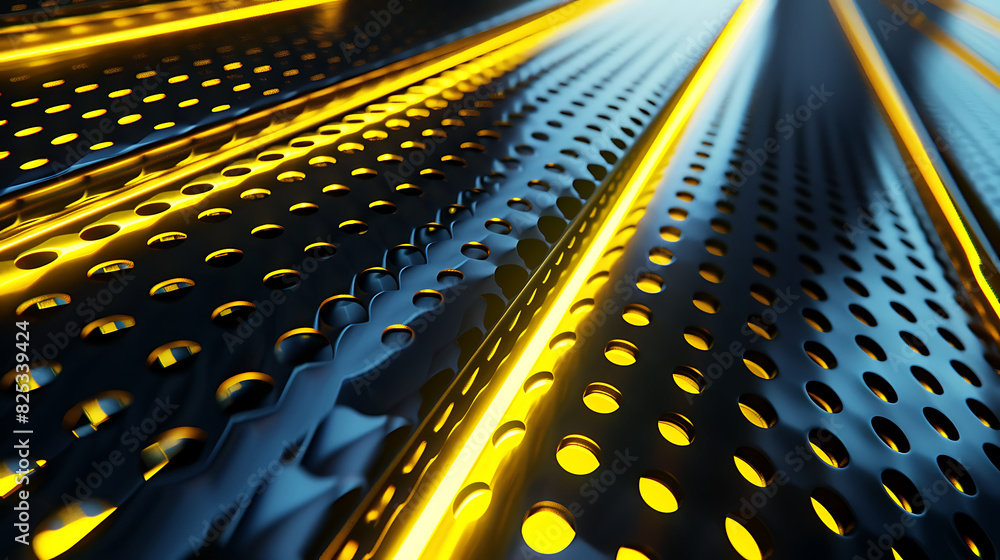 Abstract futuristic background with yellow holes and blue shining ...