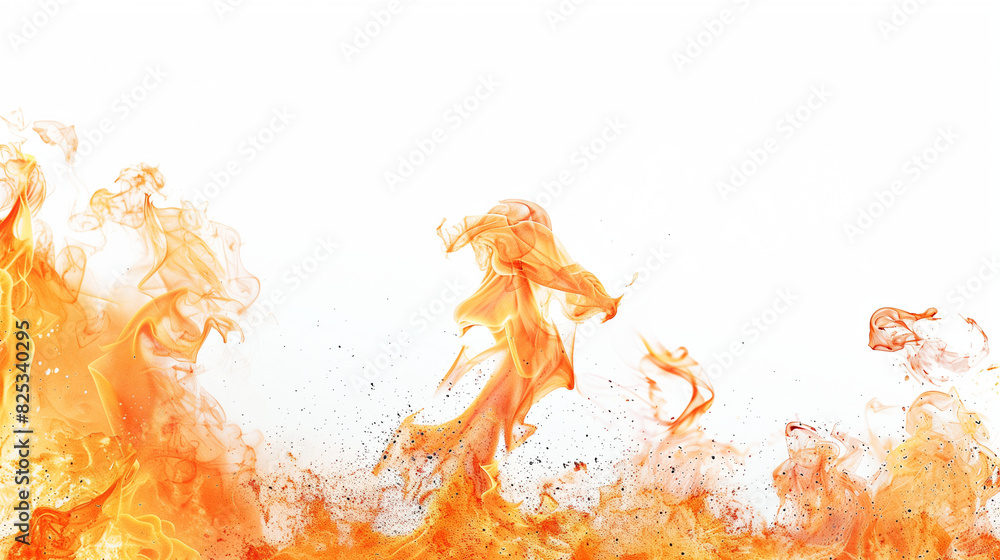 Dancings flames fire texture on white background for overlay on photo ...