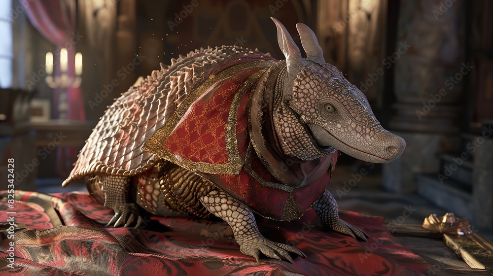 Realistic Lifelike Armadillo in Renaissance Regalia Stock Photo | Adobe Stock