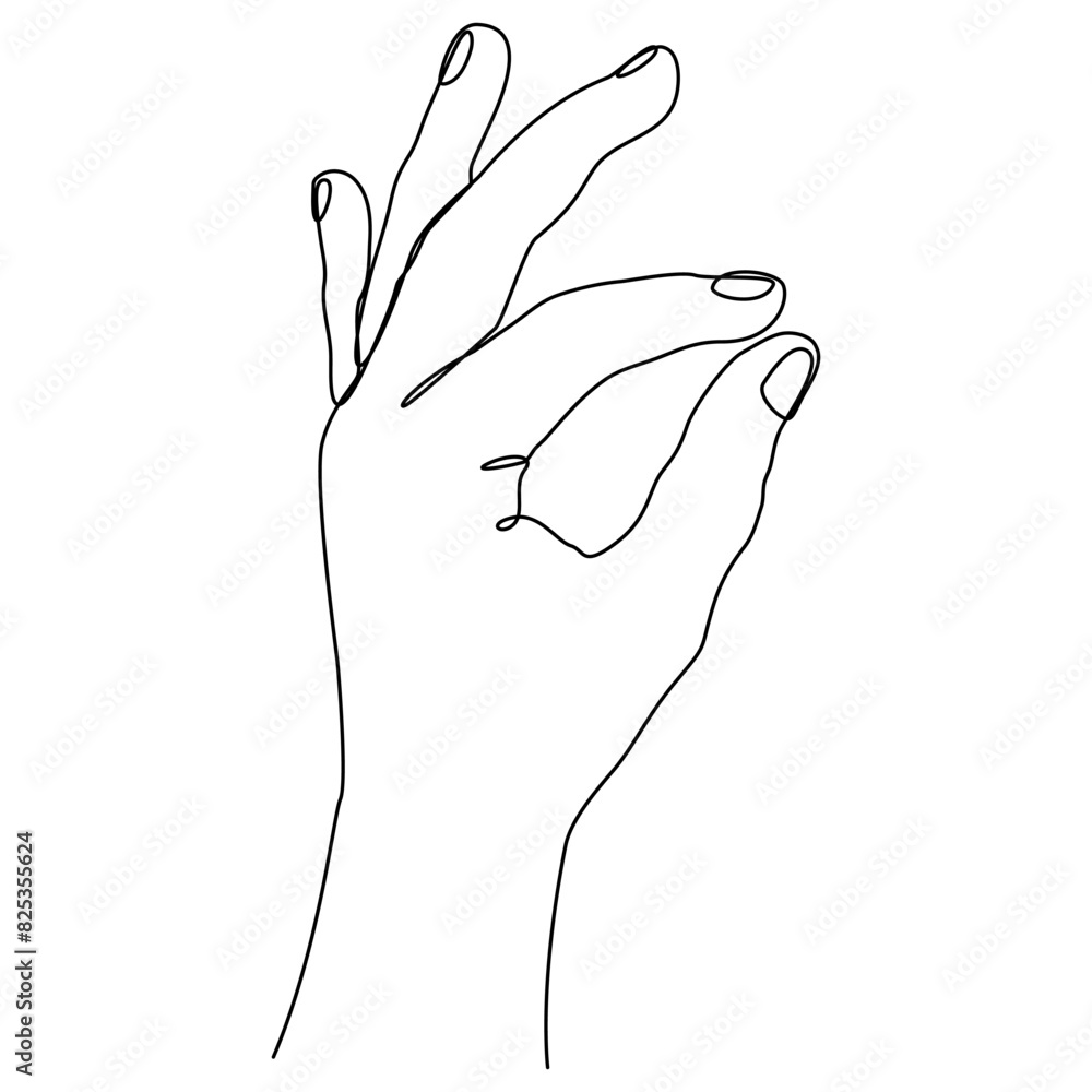 Human hand continuous line art drawing. Arm linear holding gesture ...