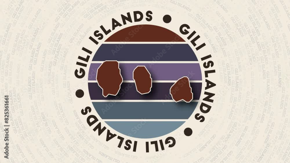 Gili Islands logo intro. Badge with the circular name and map of the ...