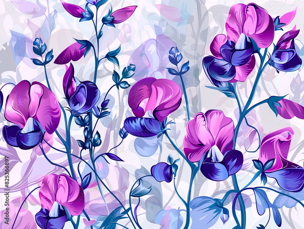 beautiful sweet pea flowers against blue sky beautiful and mysterious ...