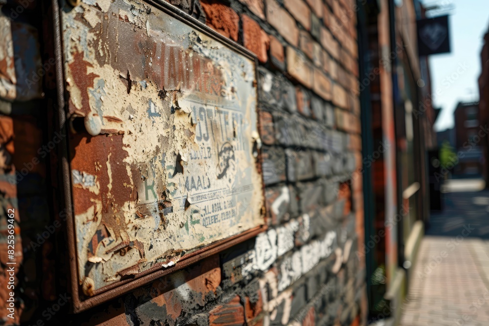 Vintage metal shop sign with peeling paint and a rusty frame ...