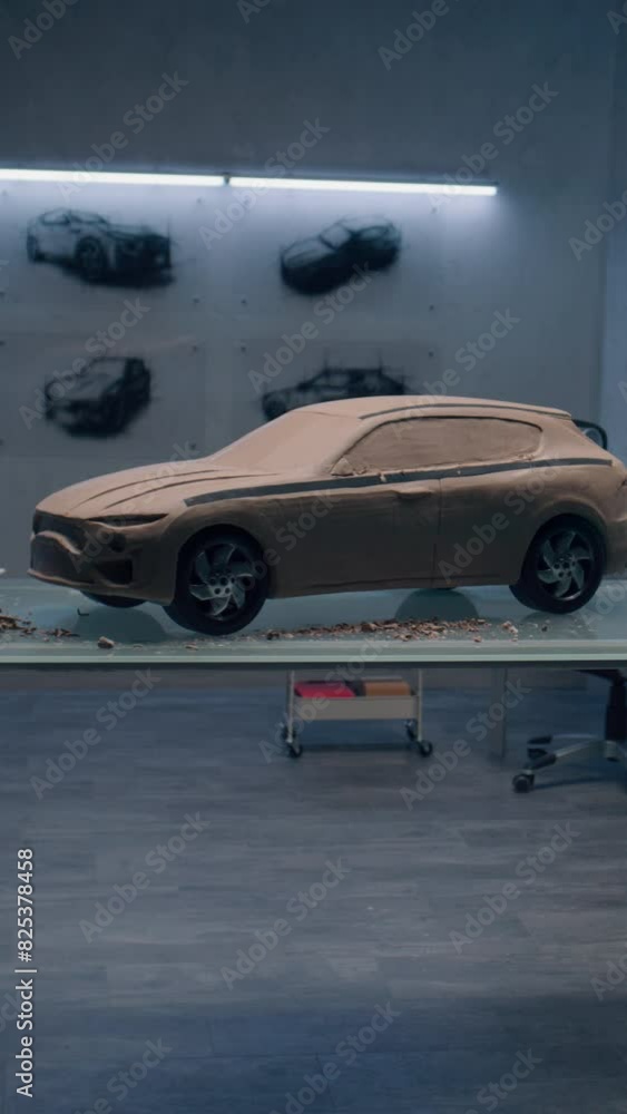 Futuristic plasticine clay model prototype sculpture of car. Future ...