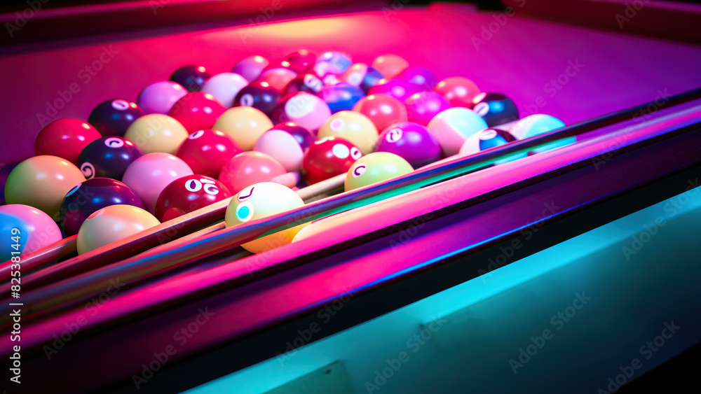 Billiards, pool, balls, cue, green table, colorful, close-up, game ...