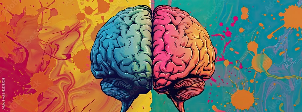 An illustration of the human brain depicting the concept of the two ...