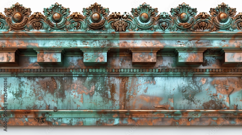 Vintage Parapet Wall in Aged Copper with Verdigris Patina and Classic ...