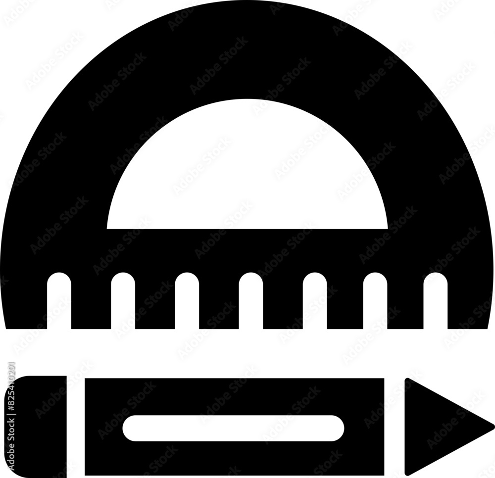 Vector protractor ruler with pencil isolated on the white background ...