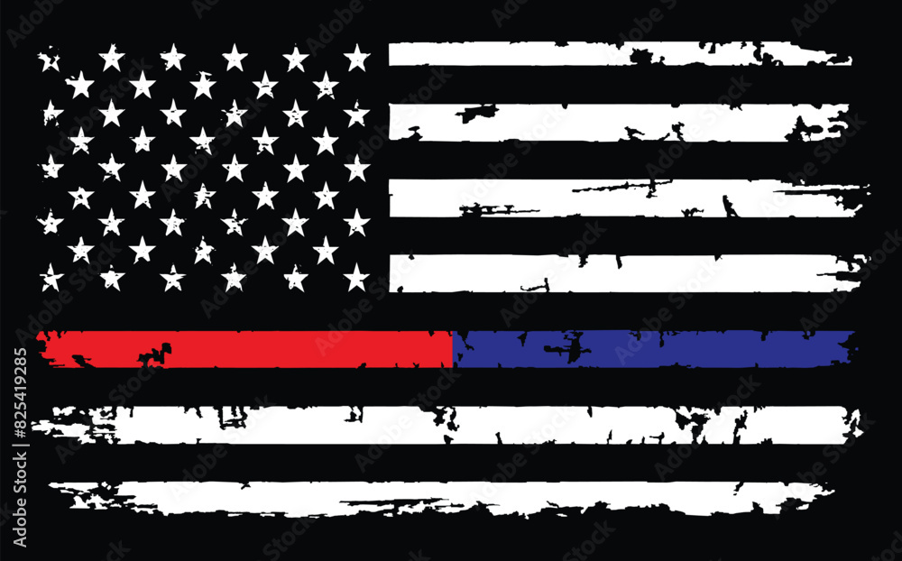 Thin Blue Line & Red Line Police & Fire respect and honor law ...