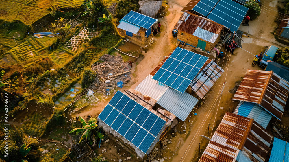 Foto de Solar panels installed in rural communities contribute to ...