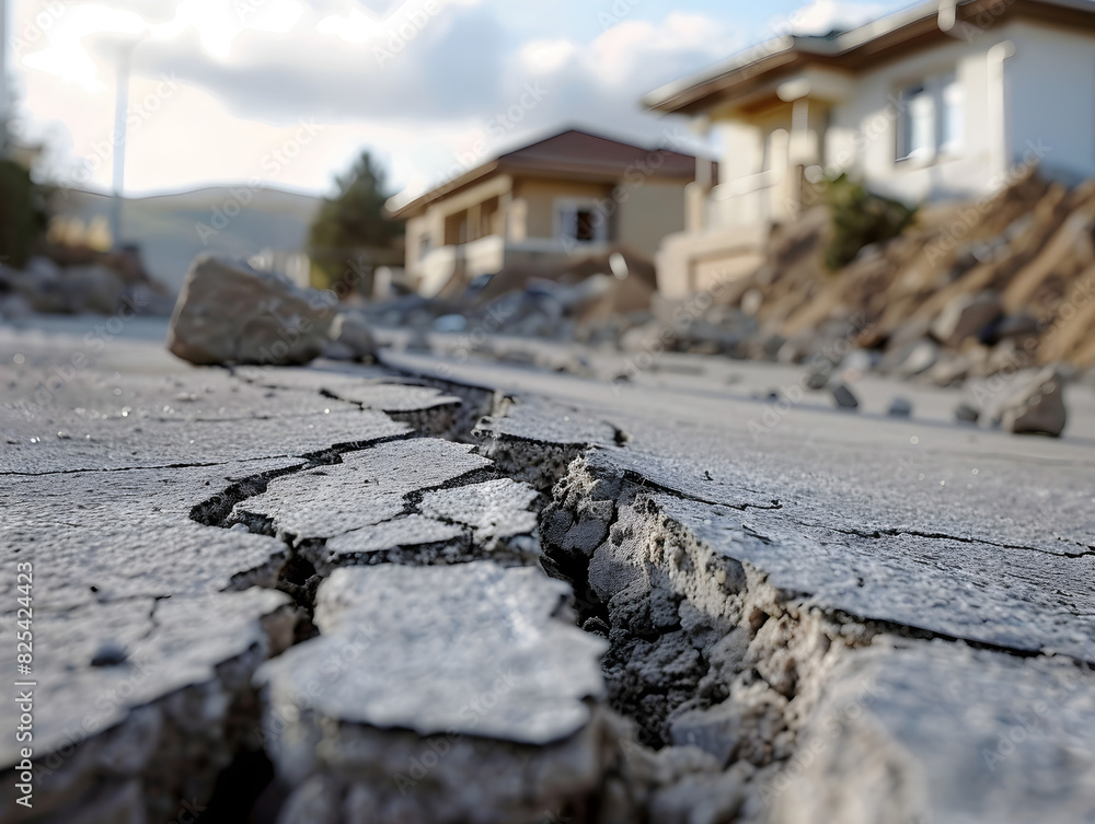 Powerful Earthquake Aftermath: Severe Road Damage with Deep Crack in ...