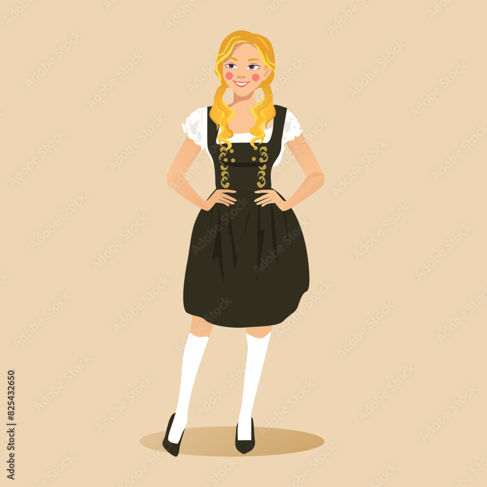 Cartoon illustration of a German woman Stock Vector | Adobe Stock