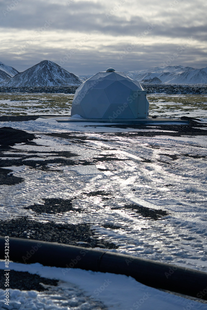 Carbon capture and storage dome over wellhead pipes Stock Photo | Adobe ...