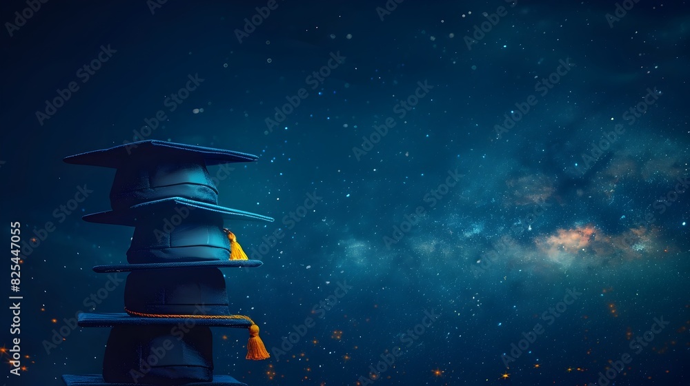 Graduation Caps Tower Reaches for the Stars Symbolizing Achieving New ...