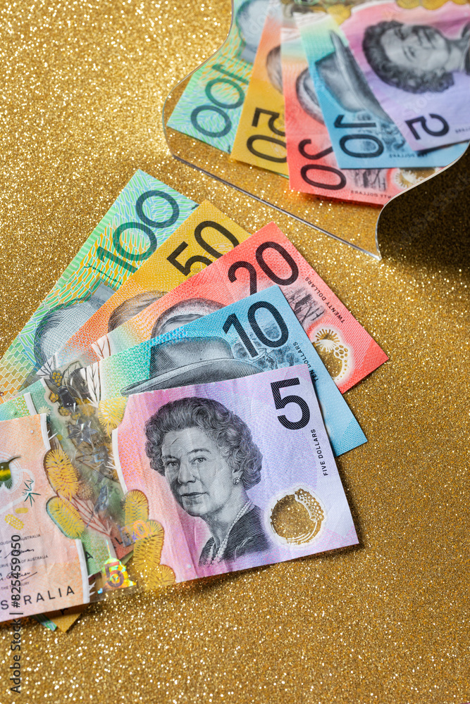 Australian money in different banknotes of various denominations Stock ...