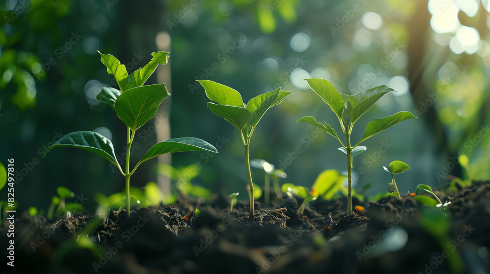 "Seedlings Panorama: Small Trees for Earth Day and Green World Concept ...
