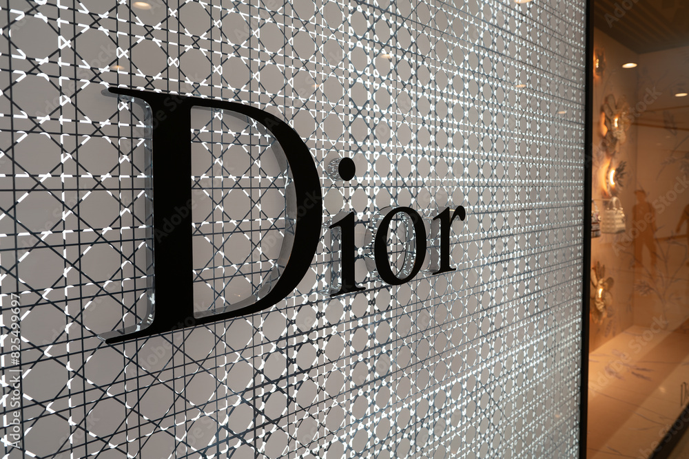 KUALA LUMPUR, MALAYSIA - MARCH 15, 2023: close up shot of Dior sign as ...