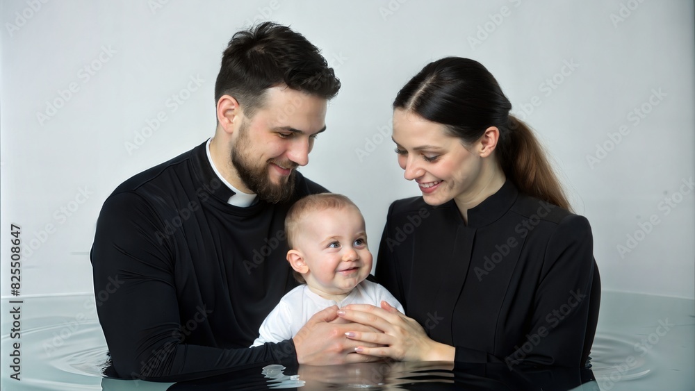 A heartfelt image of a baptism rite, illustrating the immersion in ...