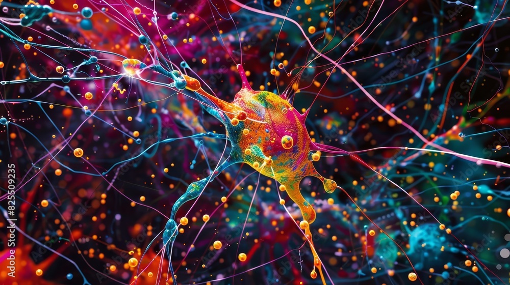 Neural network visualizing complex data patterns, vibrant colors and ... Neural network visualizing complex data patterns, vibrant colors and ...