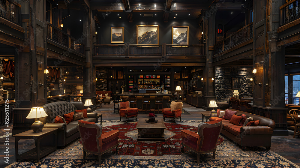 Rustic Hotel Lobby Interior Design Stock Photo | Adobe Stock