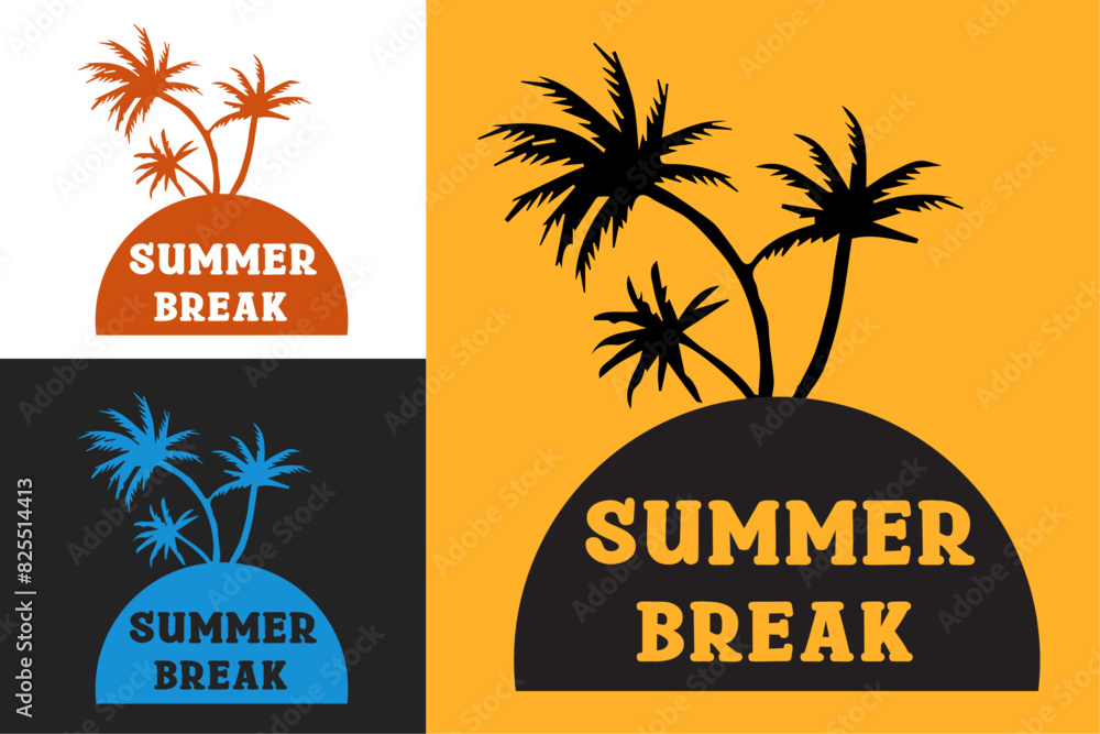 Summer break lettering badge poster design. Aesthetic illustration for ...