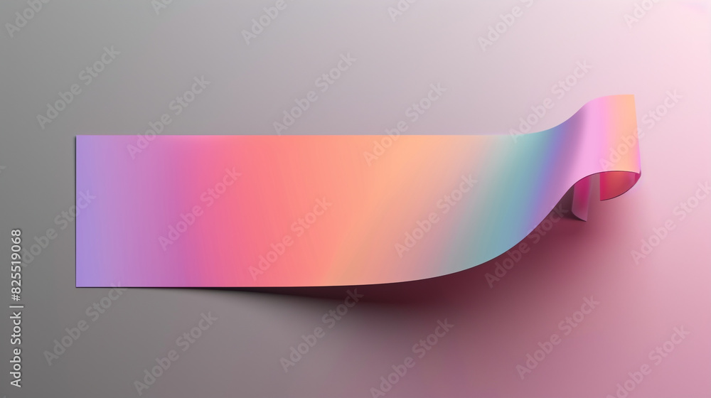 Curled gradient pink ribbon banner with gold border - straight and wavy ...
