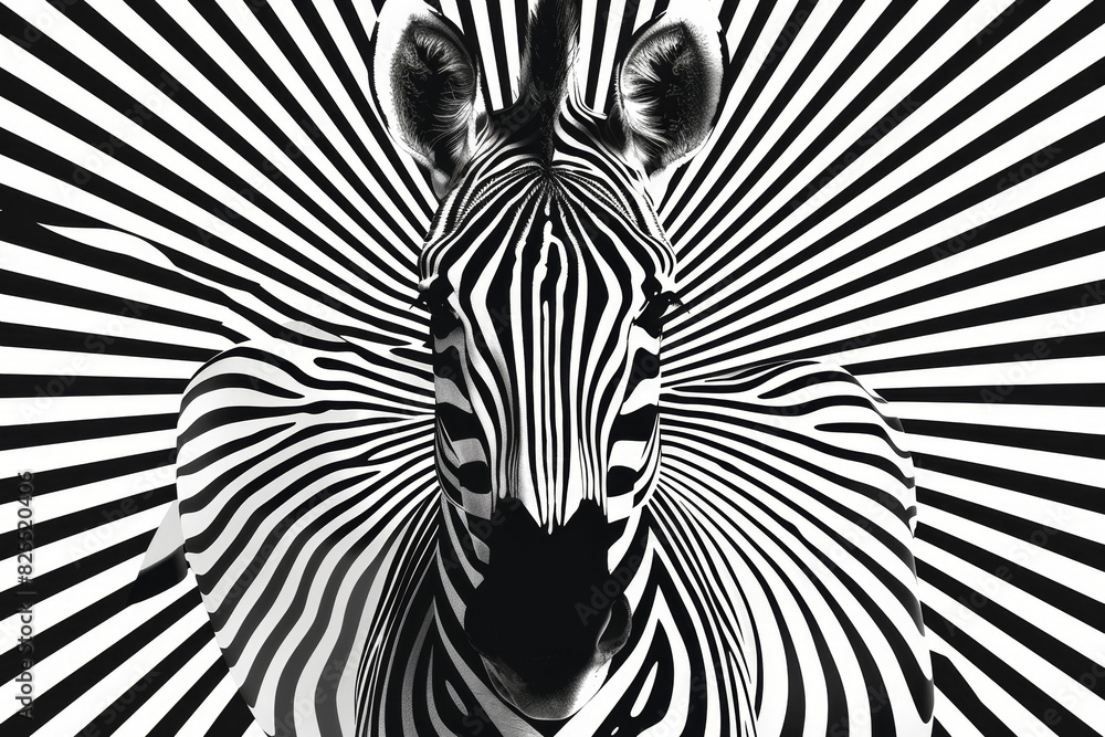 vector black and white background with an optical illusion of zebra ...