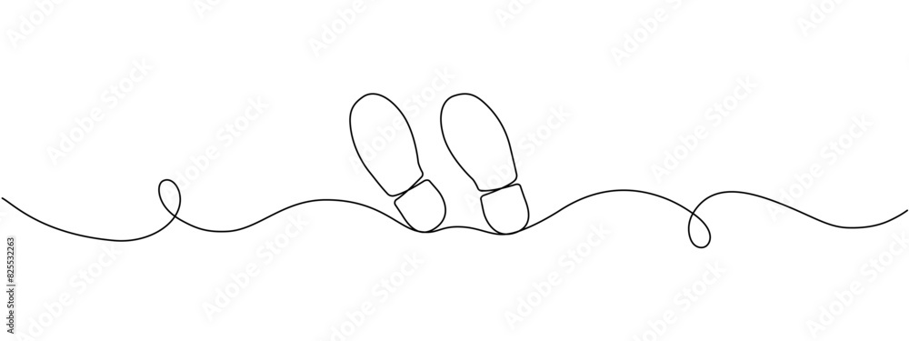 Shoe print icon drawn with one continuous line. Single line frame with ...