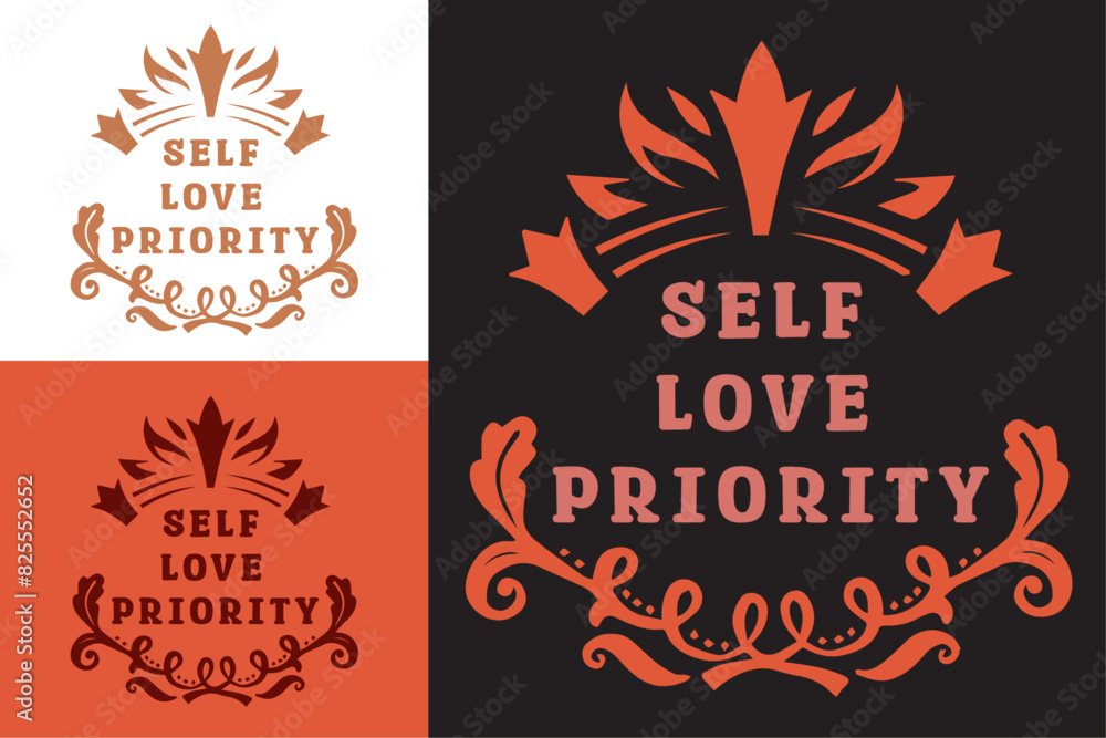 Self love priority lettering quote badge poster design. Self love ...