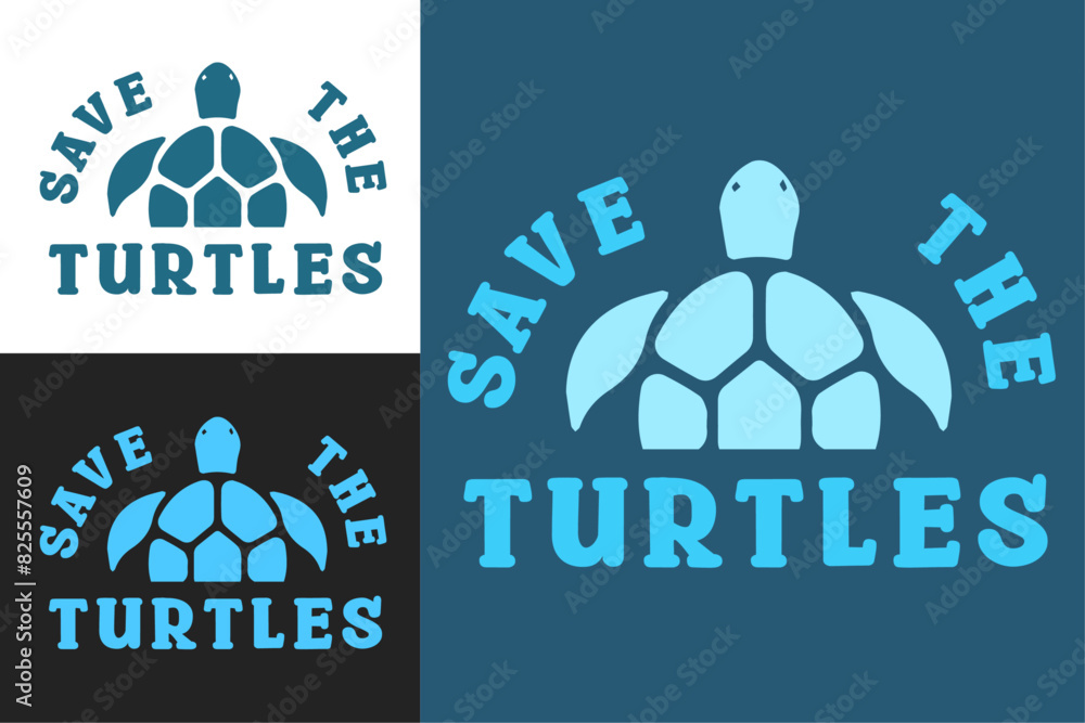 Save the turtles lettering banner header sticker. Oceans sea ...