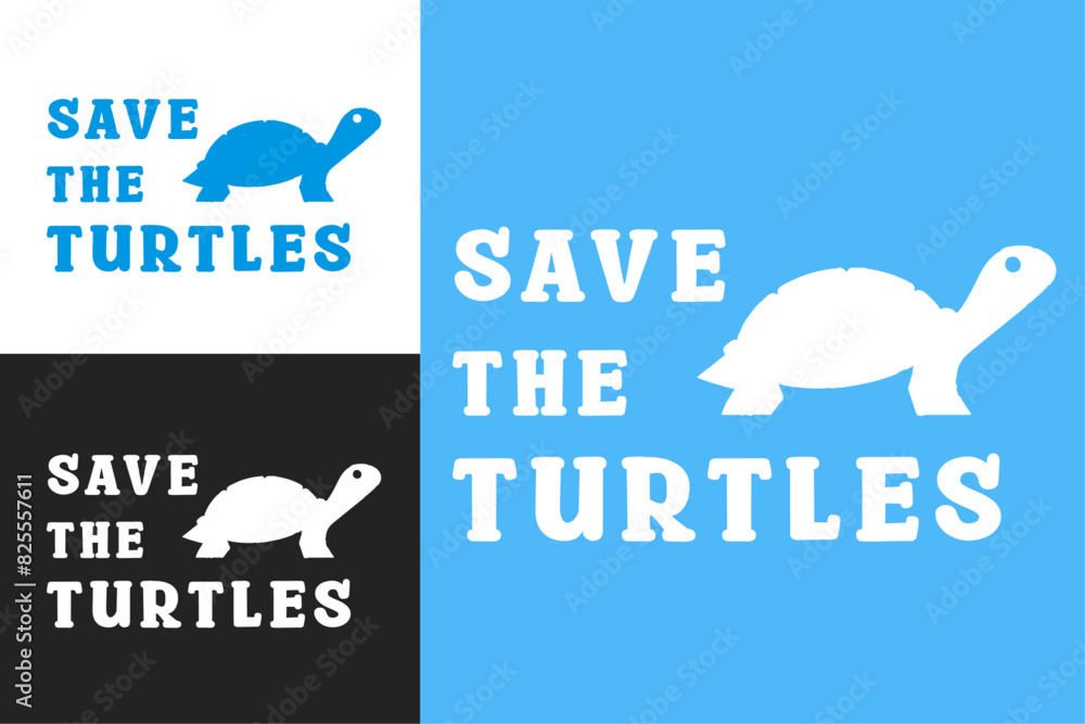 Save the turtles lettering banner header sticker. Oceans sea ...