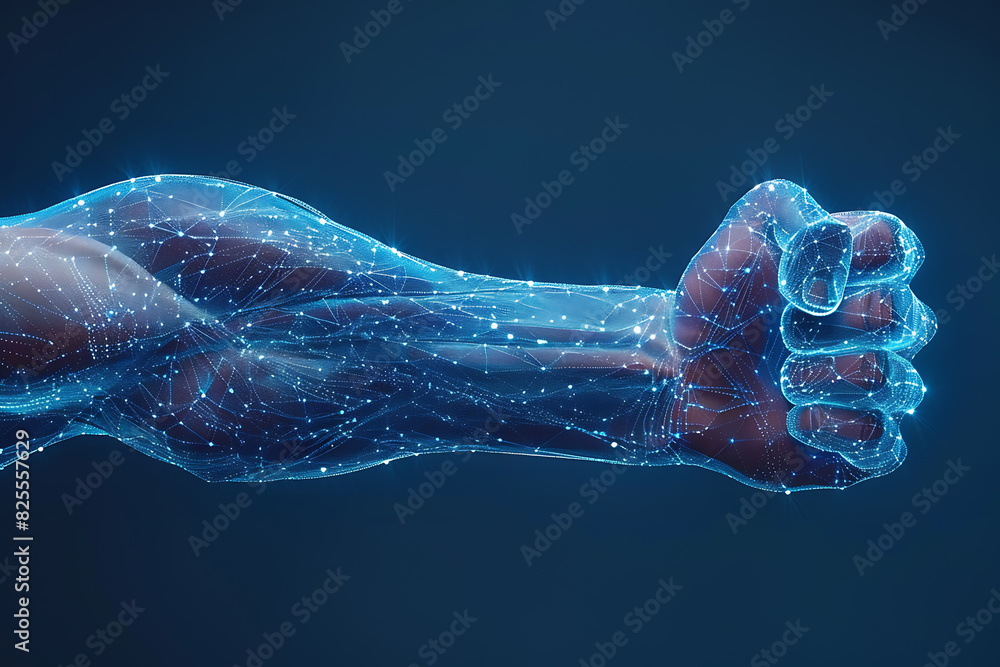 Human power low poly wireframe banner template. Polygonal physical ...