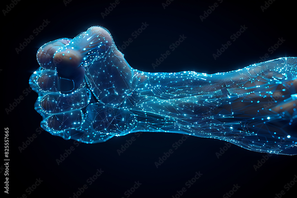 Human power low poly wireframe banner template. Polygonal physical ...